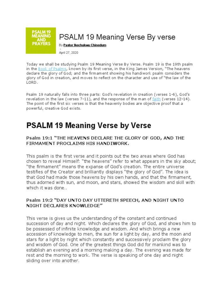 PSALM 19 Meaning Verse by Verse | PDF | Jesus | Sin