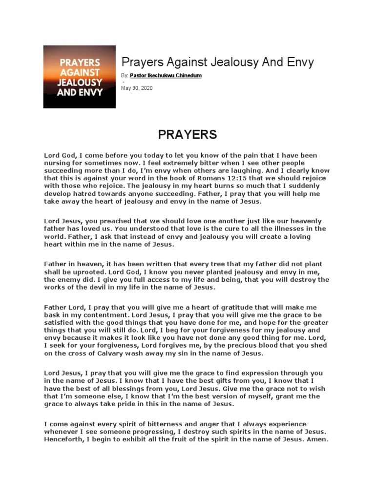 Prayers Against Jealousy and Envy | PDF | Envy | Jealousy
