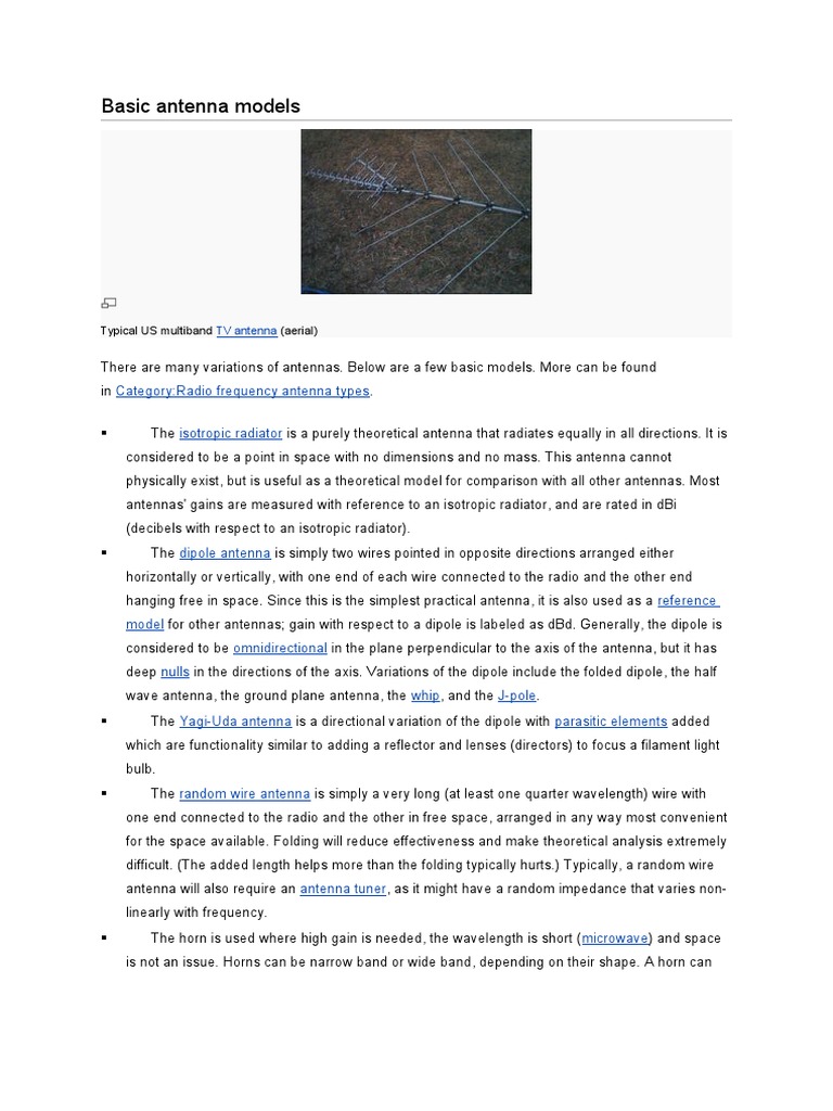 Basic Antenna Models | PDF | Antenna (Radio) | Telecommunications ...