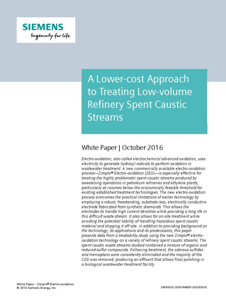 A Lower Cost Approach To Treating Low Volume Refinery Spent Caustic ...