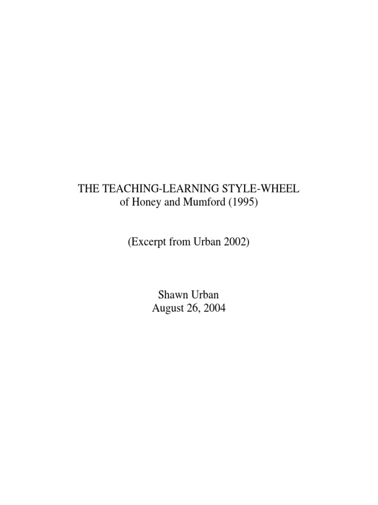 Teaching Learning Style Wheel | PDF | Learning Styles | Learning