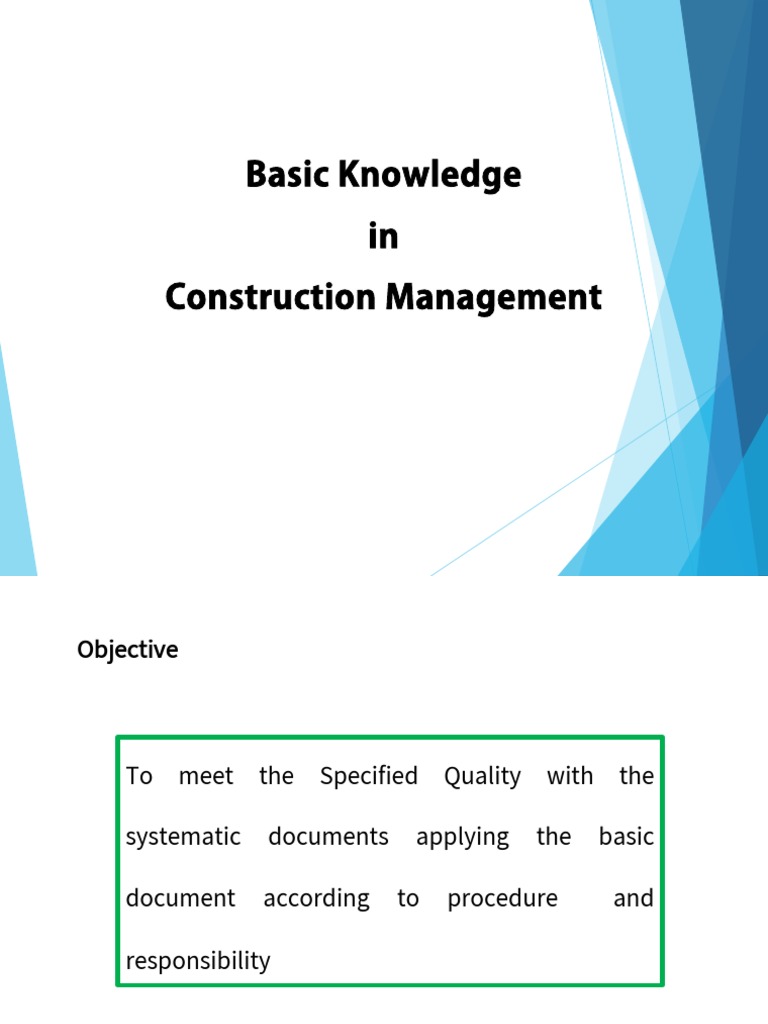 Basic Knowledge in Construction Management | PDF | Procurement ...