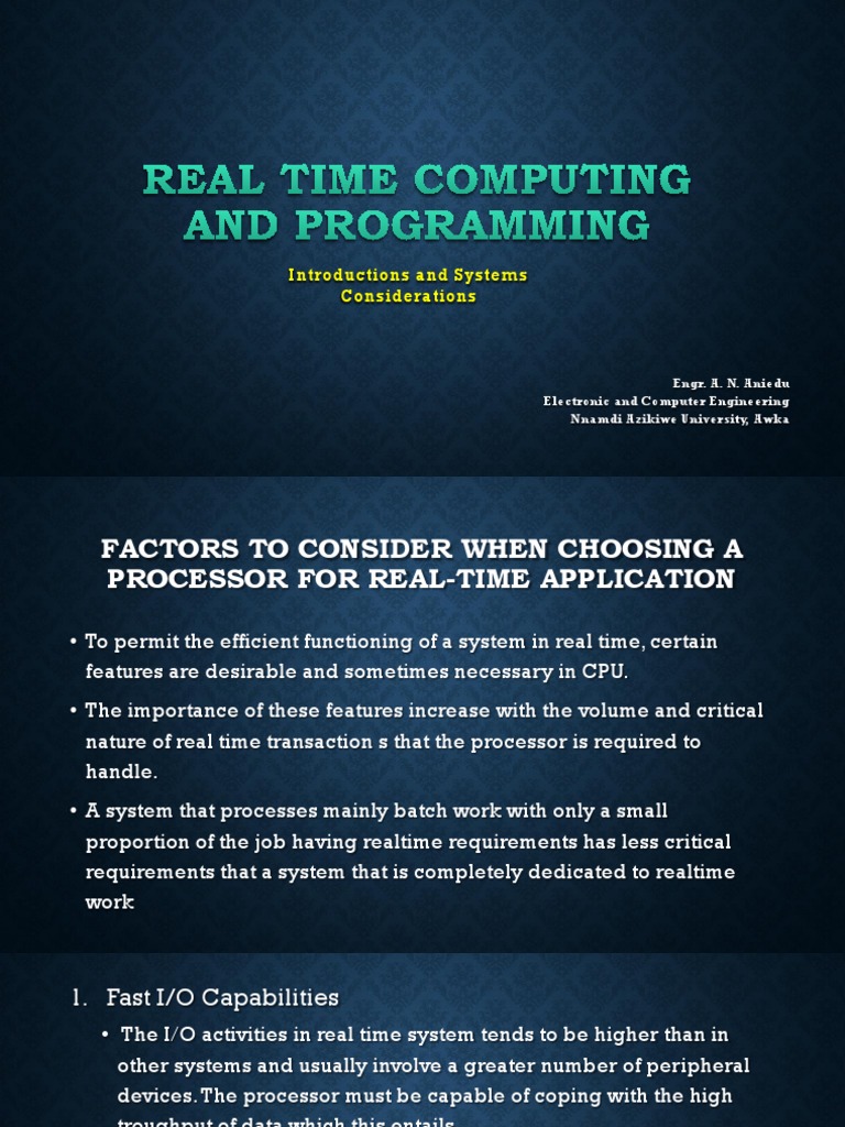 Real Time Computing and Programming - Intro | PDF | Central Processing ...