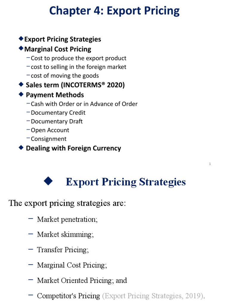 Export Pricing Strategies Marginal Cost Pricing | PDF | Letter Of ...