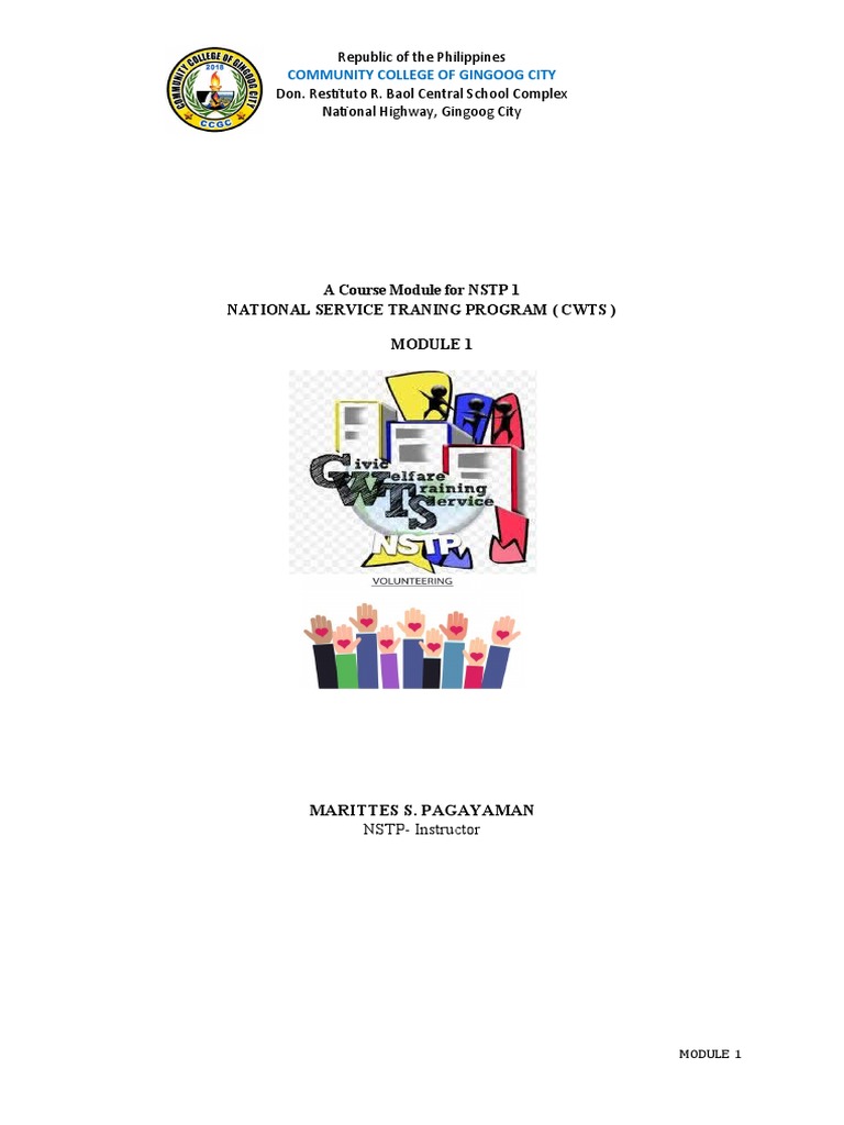 A Course Module For NSTP 1 National Service Traning Program (CWTS ...
