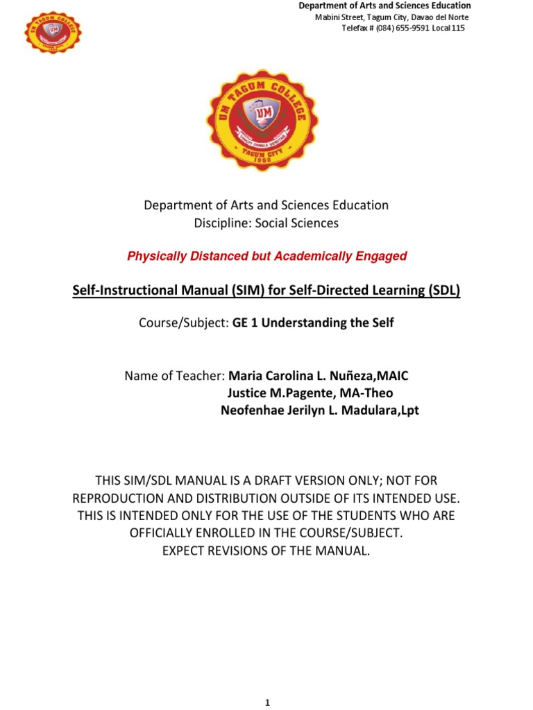 Self-Instructional Manual (SIM) For Self-Directed Learning (SDL) | PDF ...