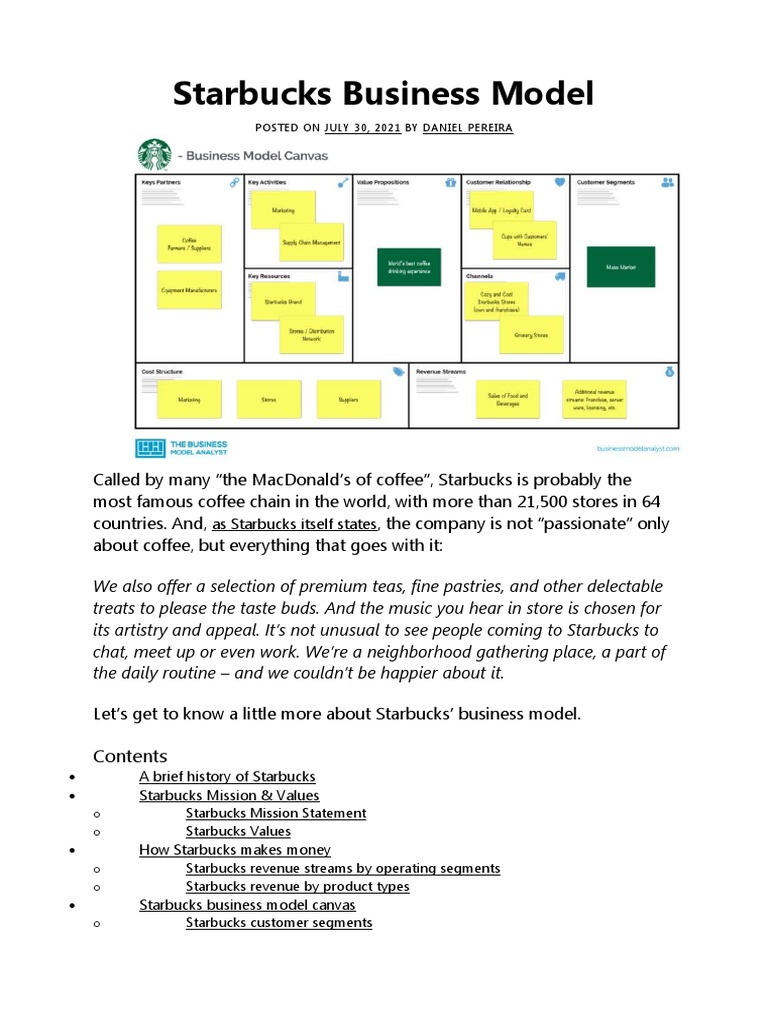 Starbucks Business Model: As Starbucks Itself States | PDF | Starbucks ...