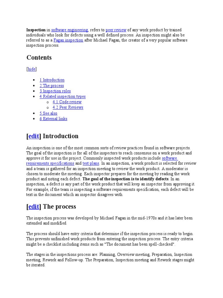 Inspection in Software Engineering | PDF | Computer Engineering | Quality