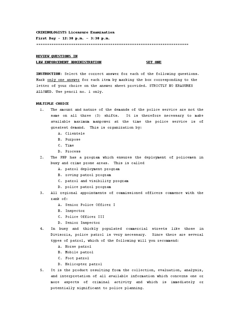 LEA Questionnaire | PDF | Police | Inspector