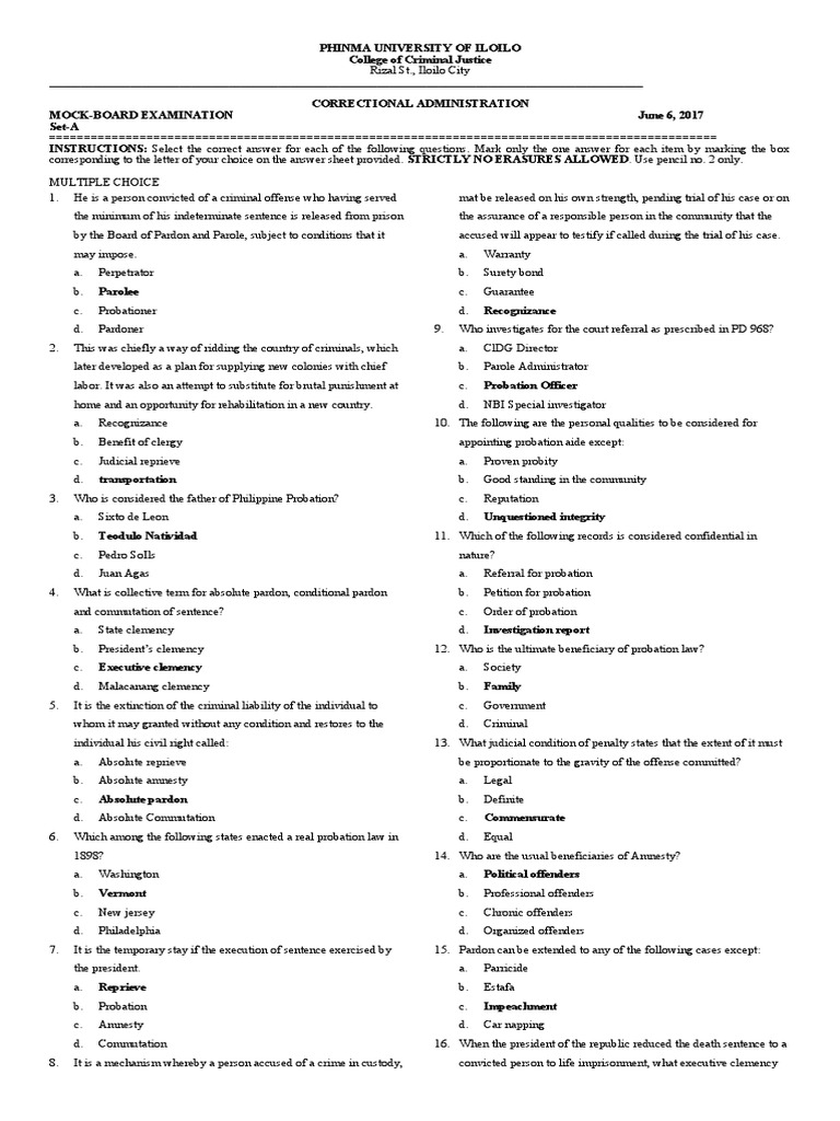 Mock-Board Correction | PDF | Pardon | Probation