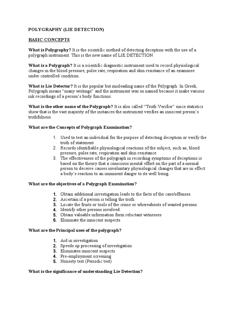 Polygraphy Basics: Understanding Lie Detection Techniques | PDF | Polygraph | Autonomic Nervous ...
