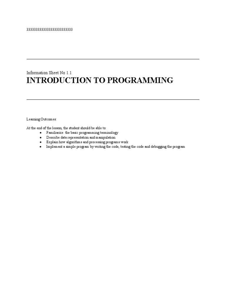 Information Sheet No 1.1 | PDF | Computer Programming | Assembly Language