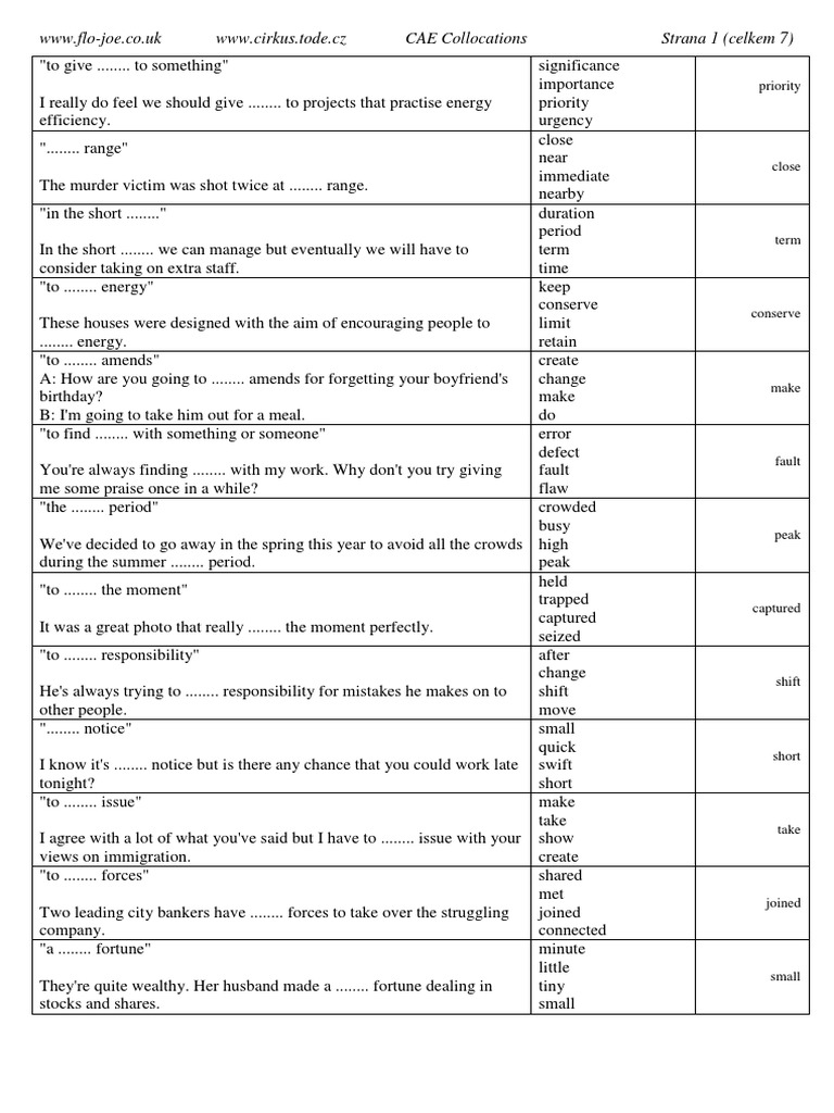 FloJoe CAE Collocations | PDF | Plea