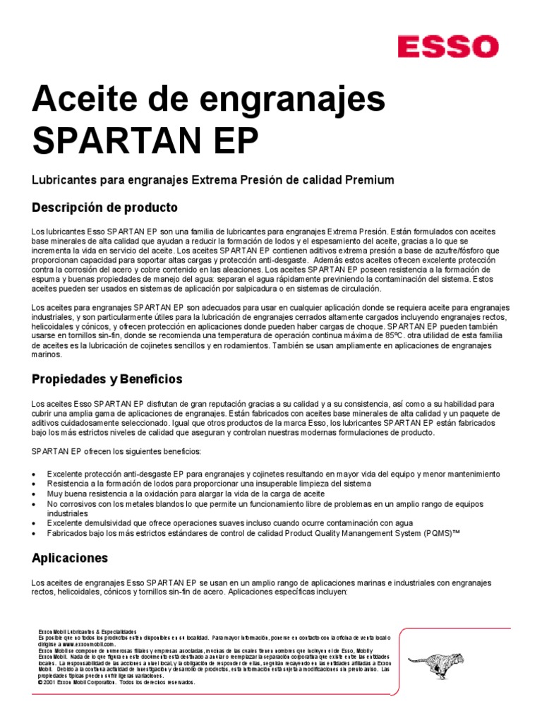 Esso Spartan-Ep | PDF | Engranaje | Lubricante