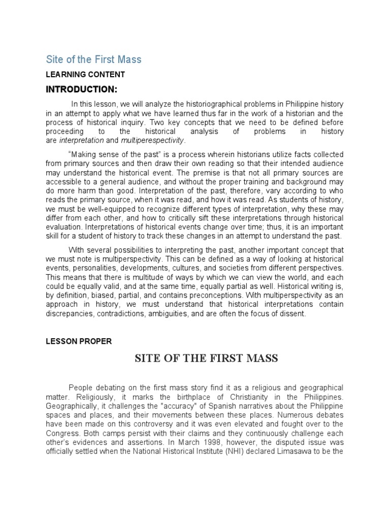 Site of The First Mass | PDF