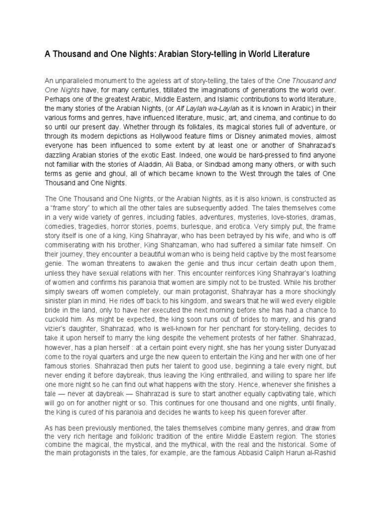 Arabian Nights: A Literary Legacy | PDF | One Thousand And One Nights