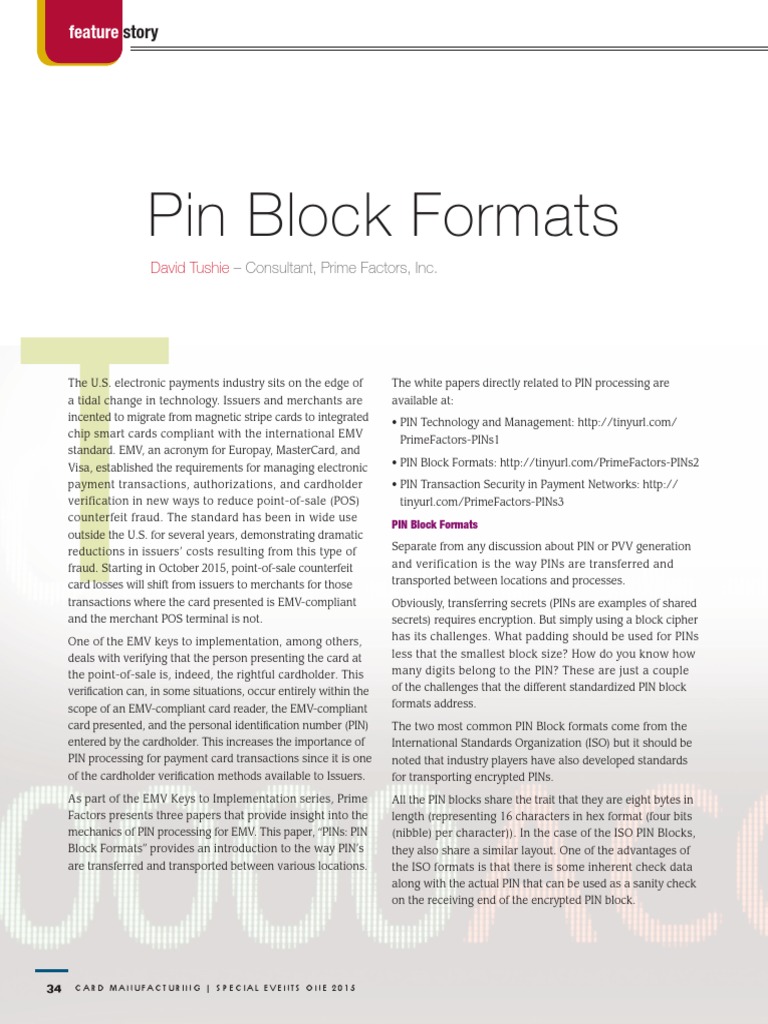 Pin Block Formats: David Tushie | PDF | Emv | Personal Identification ...