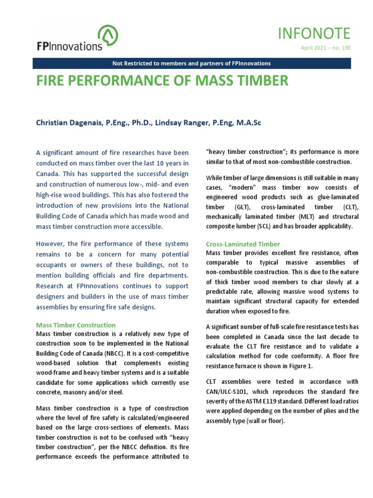 Fire Performance of Mass Timber | PDF | Lumber | Building Materials