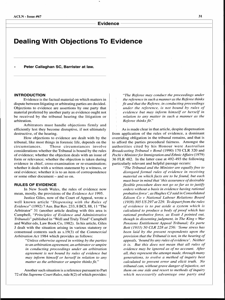 Dealing With Objections To Evidence | PDF | Relevance (Law) | Evidence ...