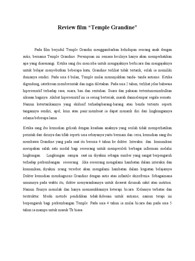 Film Temple Grandin: Kisah Autisme | PDF | Pengembangan Diri