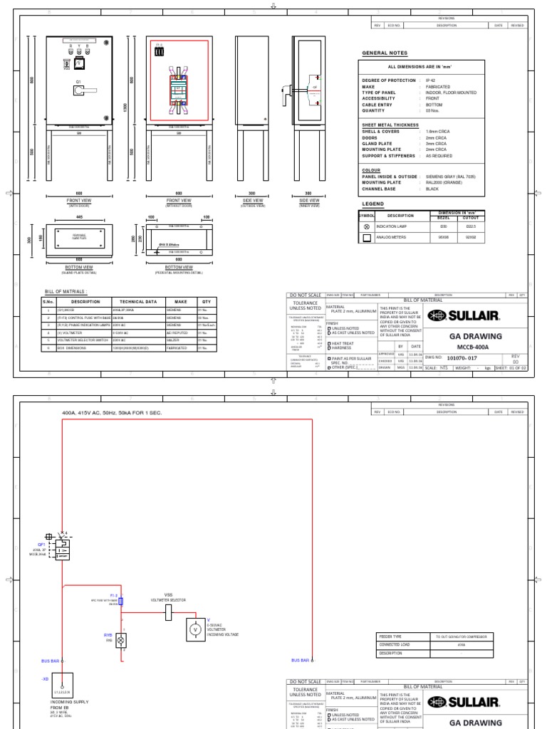 Ga Drawing: General Notes | PDF | Electrical Components | Electric Power