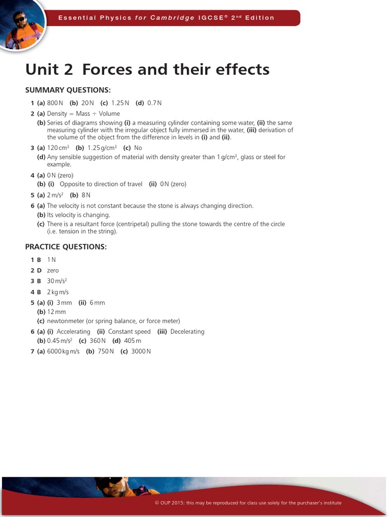 Essential Physics Unit 2 Answers | PDF