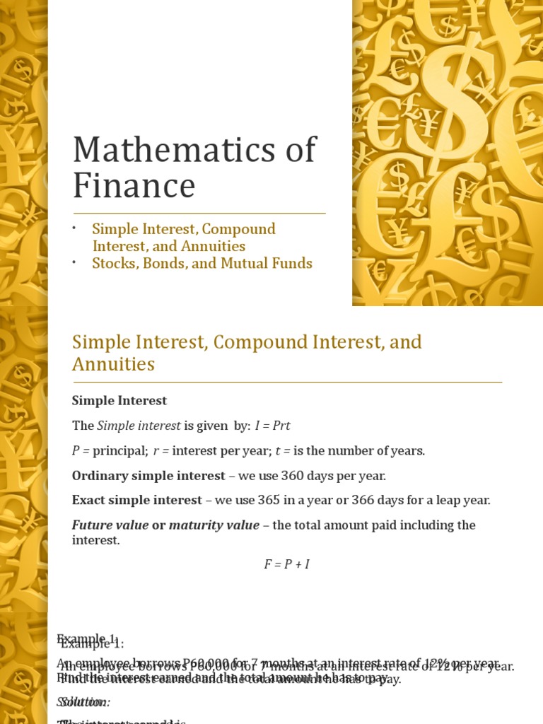 Mathematics of Finance | PDF | Bonds (Finance) | Interest