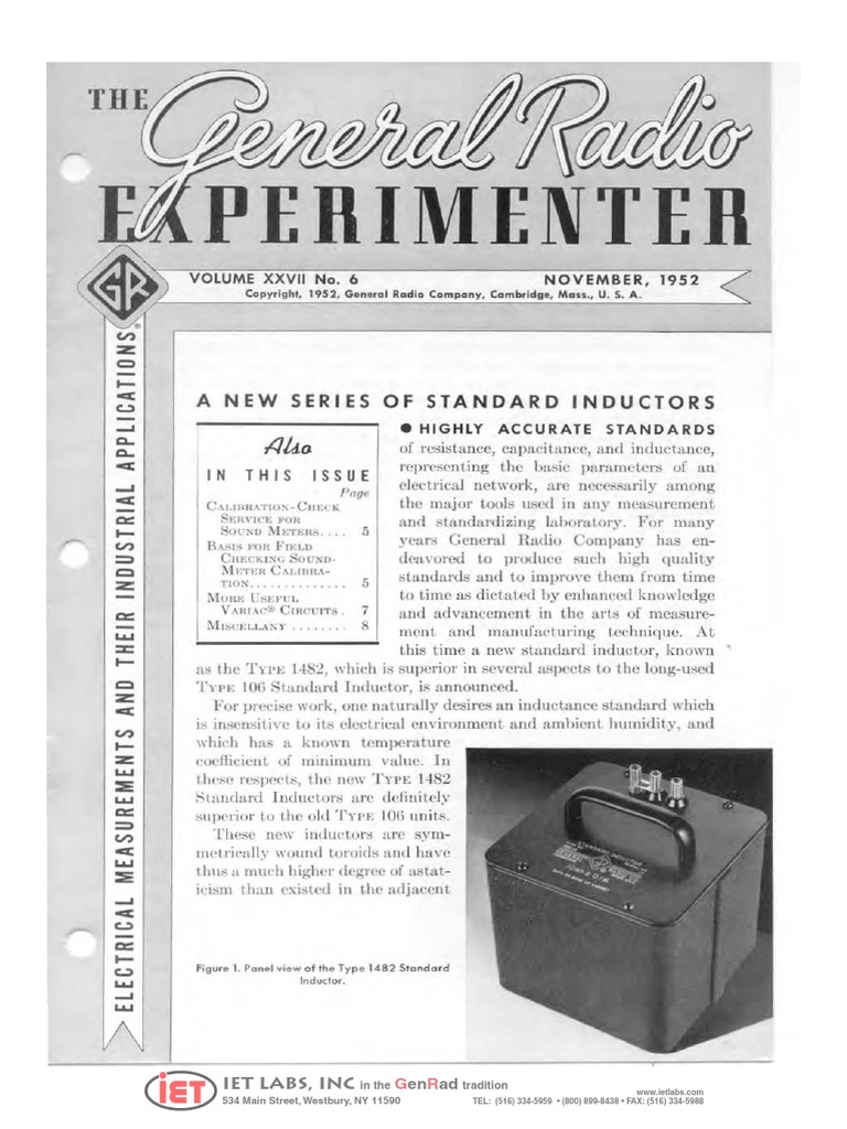 GenRad - Experimenter - Nov - 1952 Inductor Resonance and GR 1482 ...