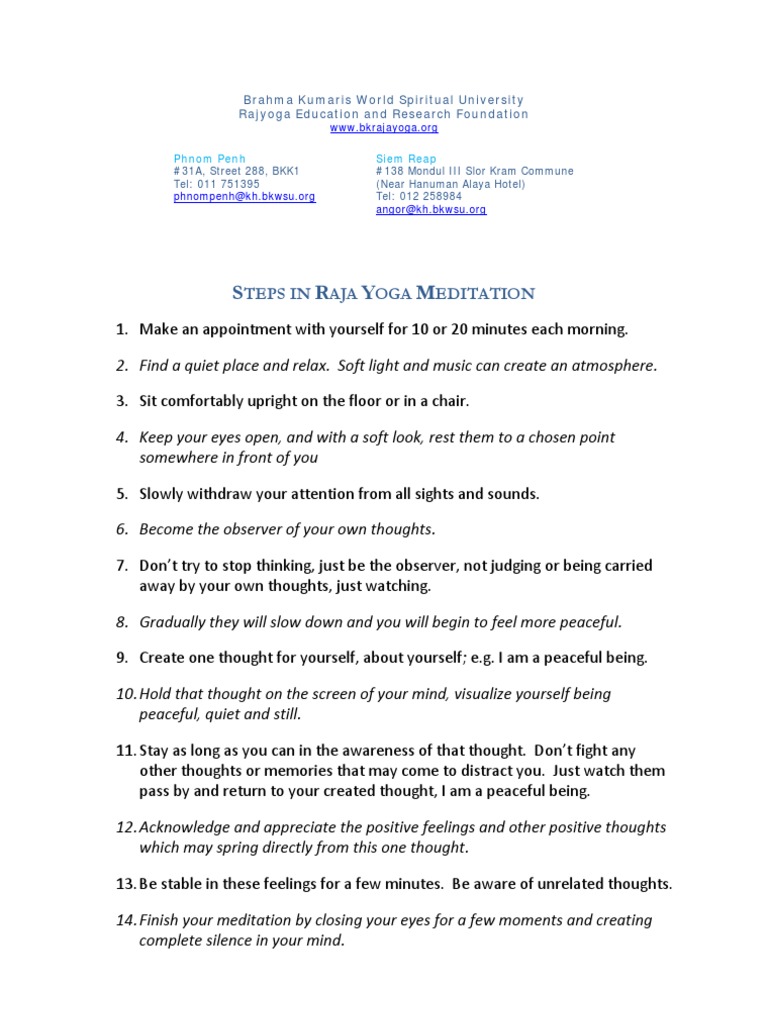 Steps in Meditation | PDF | Meditation | Nondualism