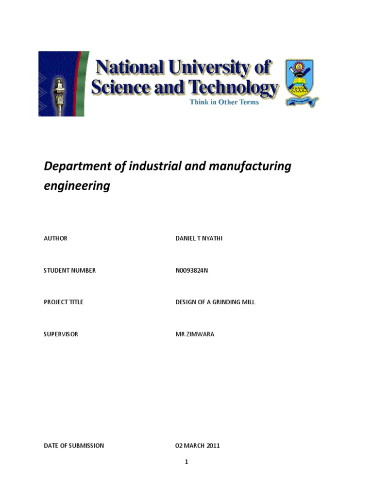 Daniel Nyathi N0093824N (Grinding Mill) | PDF | Belt (Mechanical ...