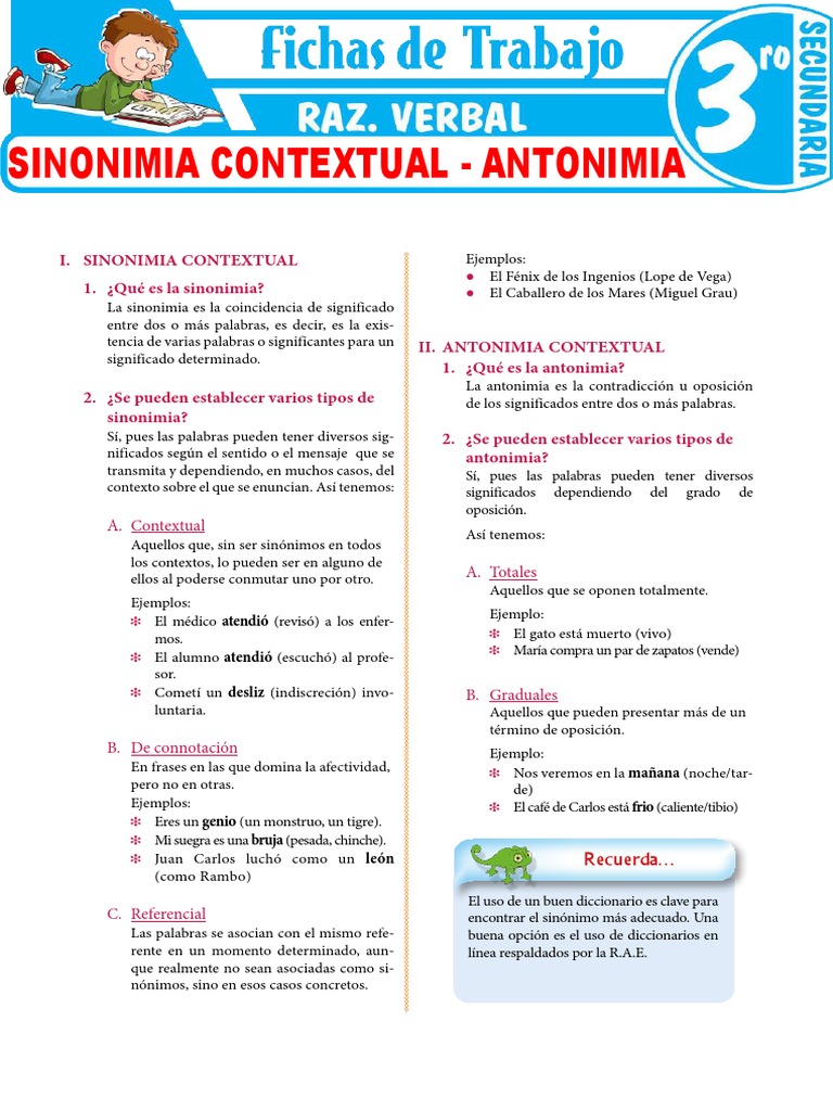 Sinonimia y Antonimia Contextual | PDF