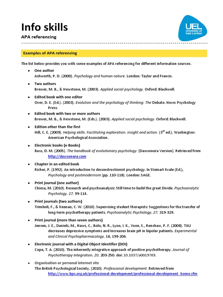 APA referencing examples | PDF