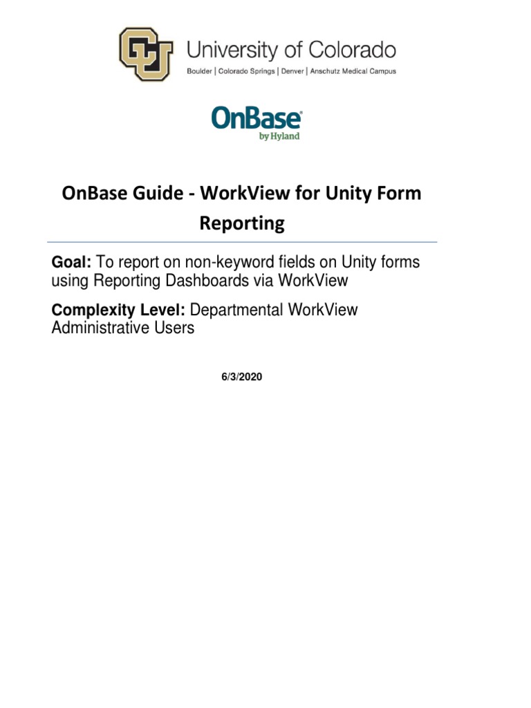 Onbase Guide Workview Unity Form Reportingpdf Pdf Product Lifecycle Application Software