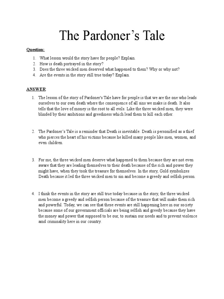 The Pardoner's Tale | PDF | Beowulf | English Heroic Legends