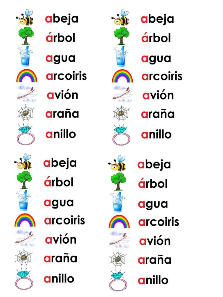 Palabras Con Vocal A | PDF
