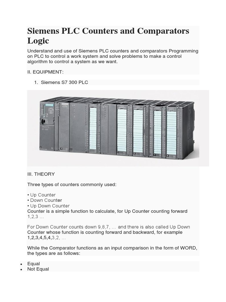 Siemens PLC Counters and Comparators Logic | Download Free PDF ...