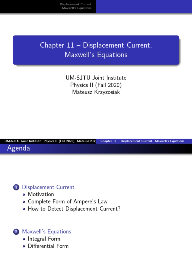 s-20ph11 - Displacement Current Maxwell's Equations | PDF | Maxwell's ...