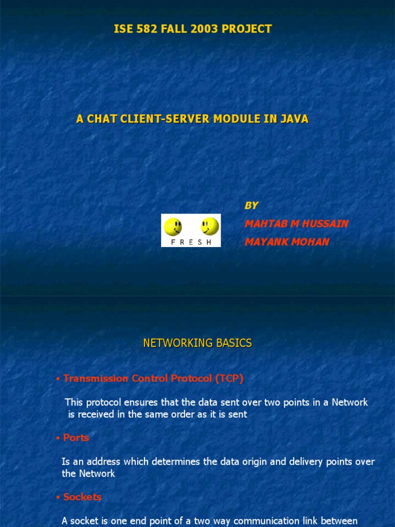 Ise 582 Fall 2003 Project: A Chat Client-Server Module in Java | PDF | Port (Computer Networking ...