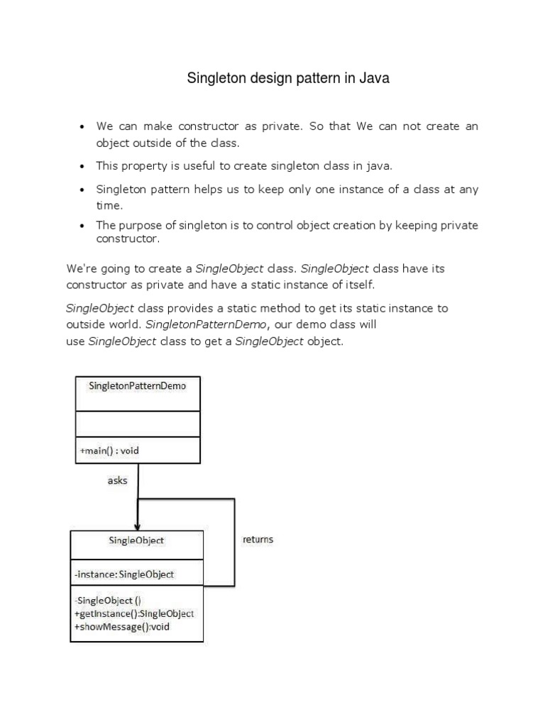 Singleton Pattern Pdf Programming Constructor Object Oriented Programming