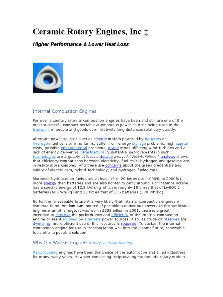 Ceramic Rotary Engines | PDF | Internal Combustion Engine | Diesel Engine