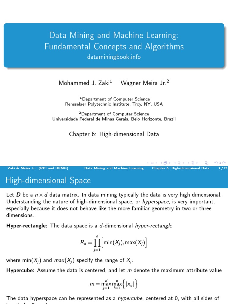 Chapter 6: High-Dimensional Data | PDF | Dimension | Cartesian ...