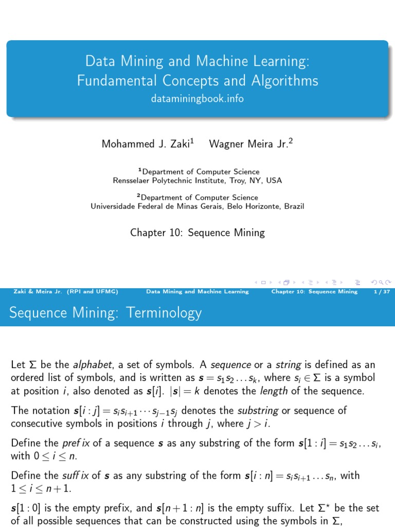 Chapter 10: Sequence Mining | PDF | Applied Mathematics | Computer Data