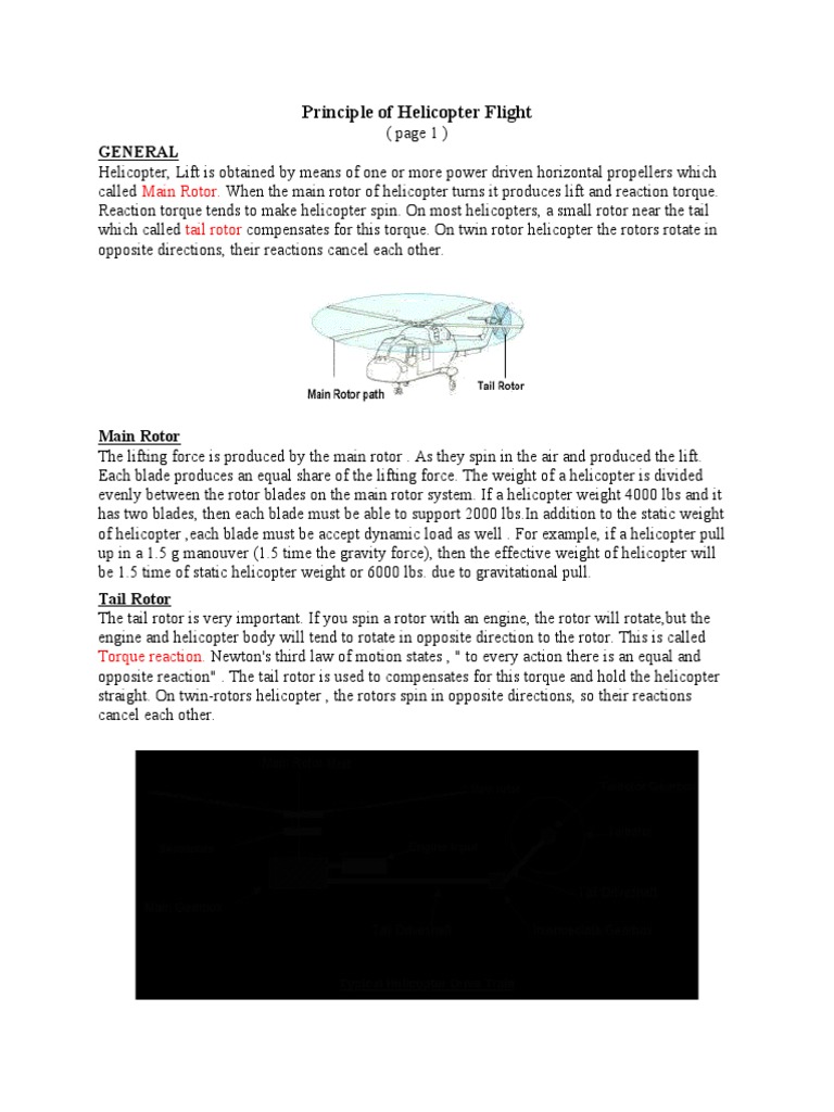 Principle of Helicopter Flight | PDF | Helicopter Rotor ...