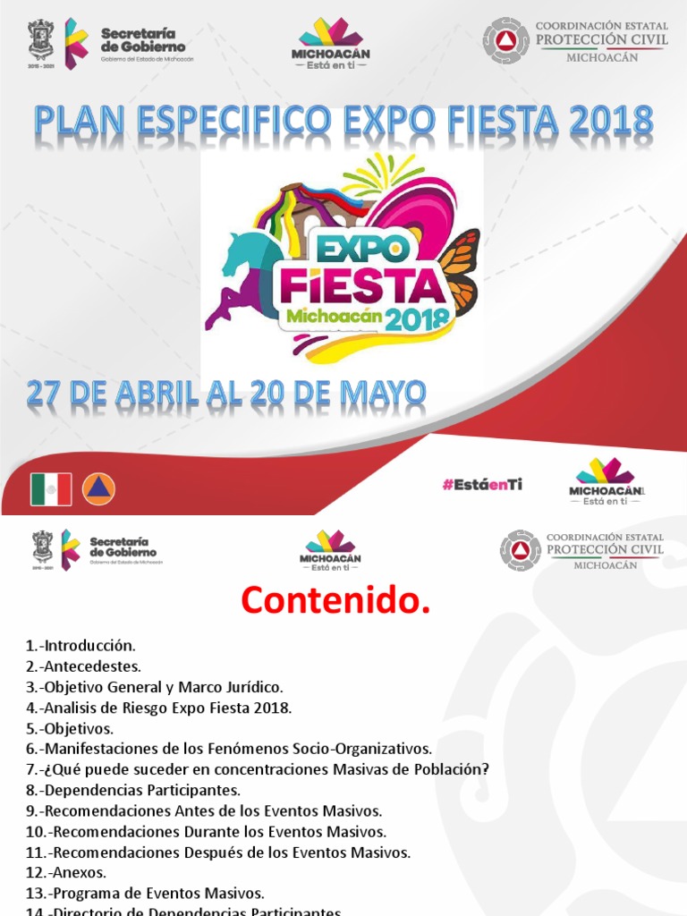 Plan de Protección Civil Expo Feria 2018 | PDF | Defensa Civil ...