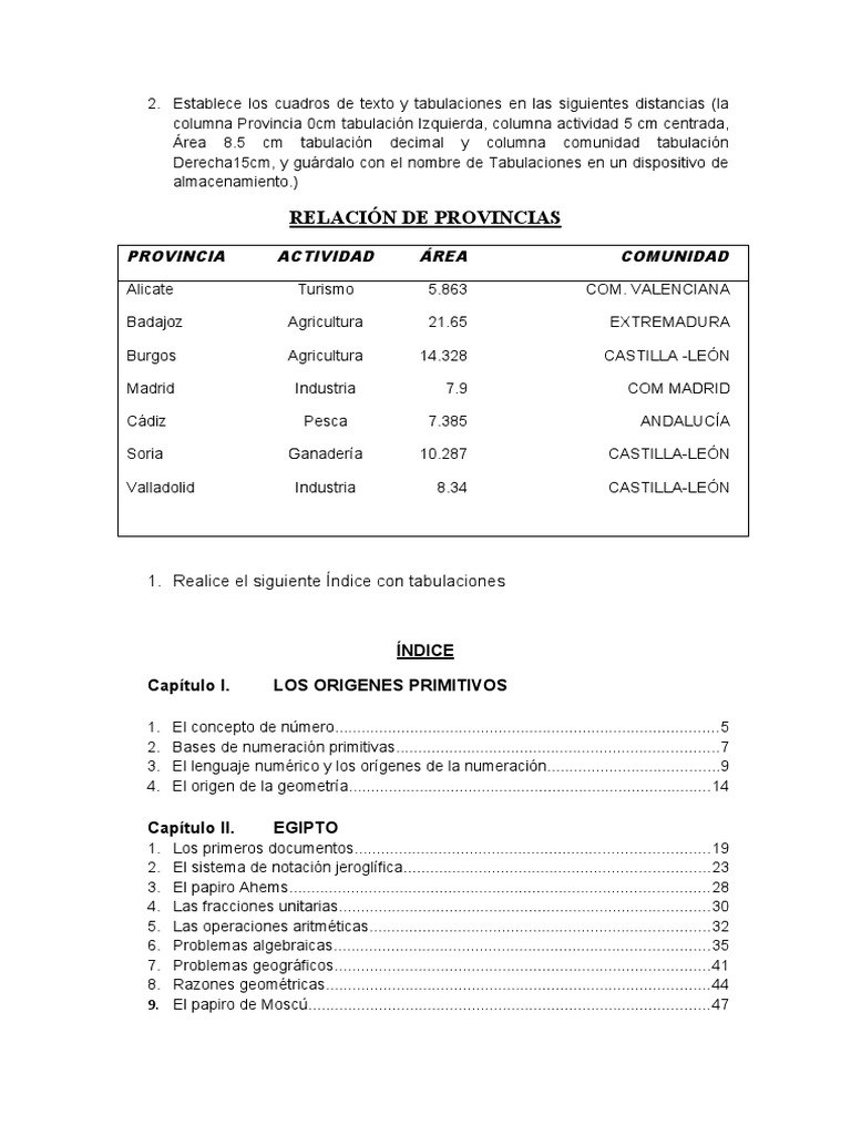 TABULACIONES Practica de Word | PDF | Matemáticas