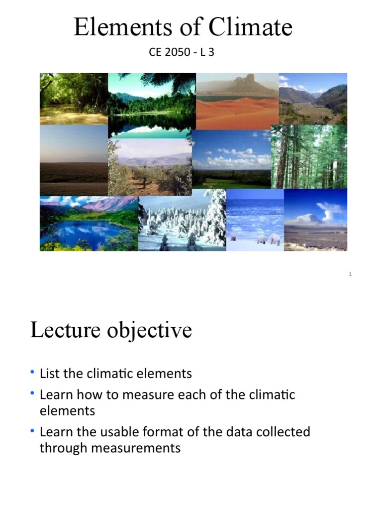 L 3 Elements of Climate | PDF | Humidity | Rain