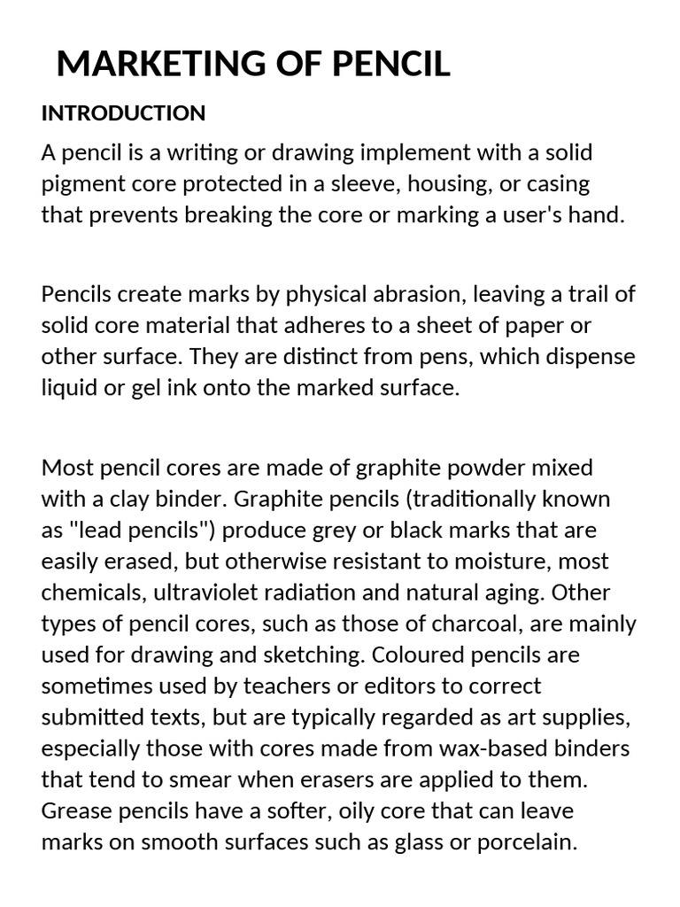 Marketing Strategies for Pencils | PDF | Pencil | Business Process