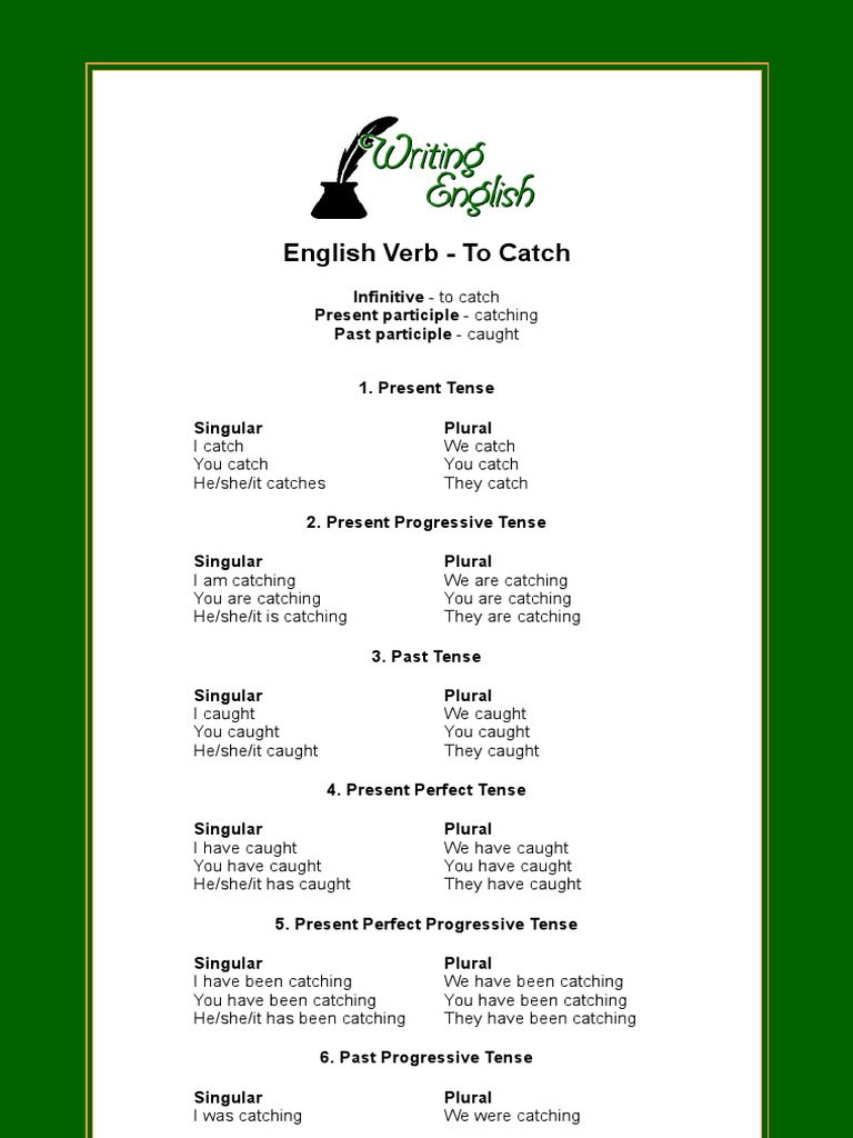 English Verb - To Catch | PDF | Perfect (Grammar) | Grammatical Tense