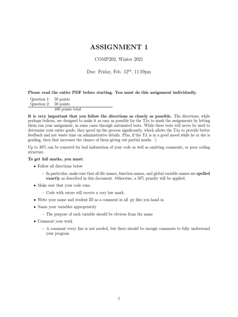 COMP202 Winter2021 Assignment1 Revfeb4 | PDF | Function (Mathematics) | Subroutine
