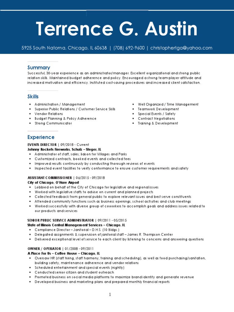 Terrence G. Austin: 5925 South Natoma, Chicago, IL 60638 | PDF | Business